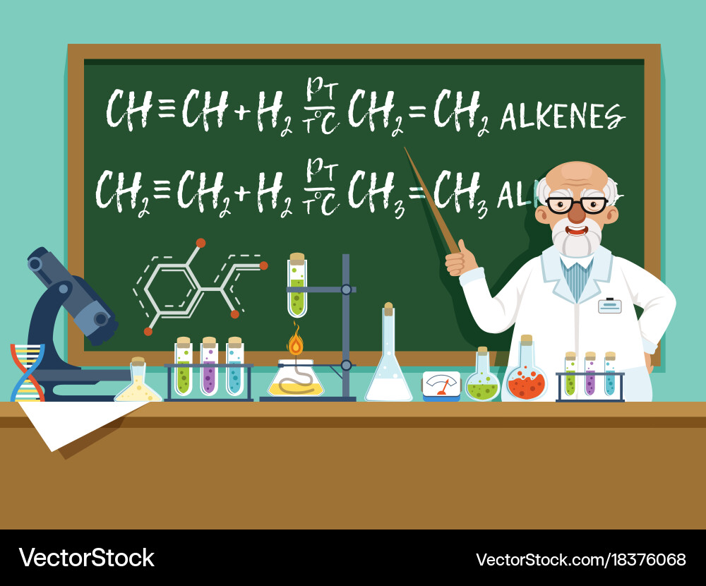 Professor in his laboratory for experiments Vector Image