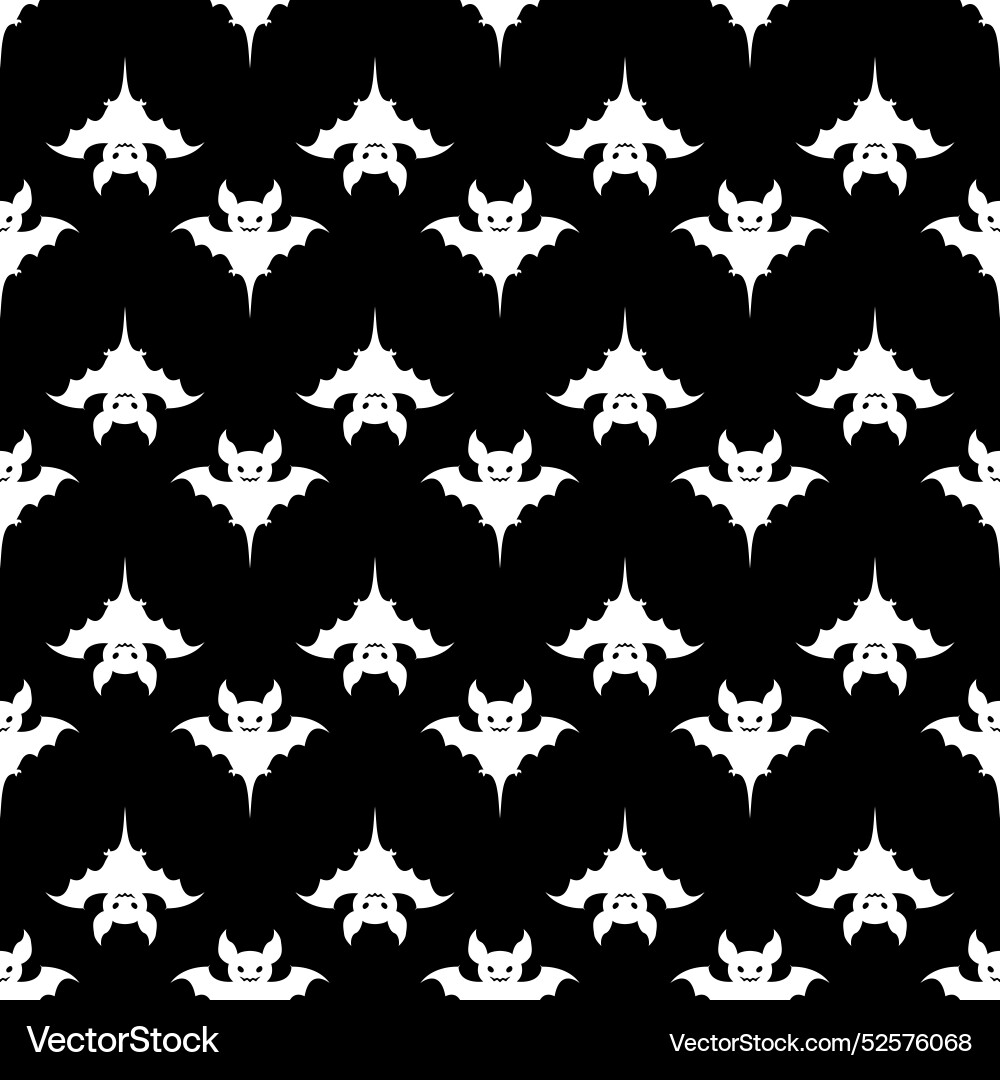 Seamless pattern with white bats on a black Vector Image