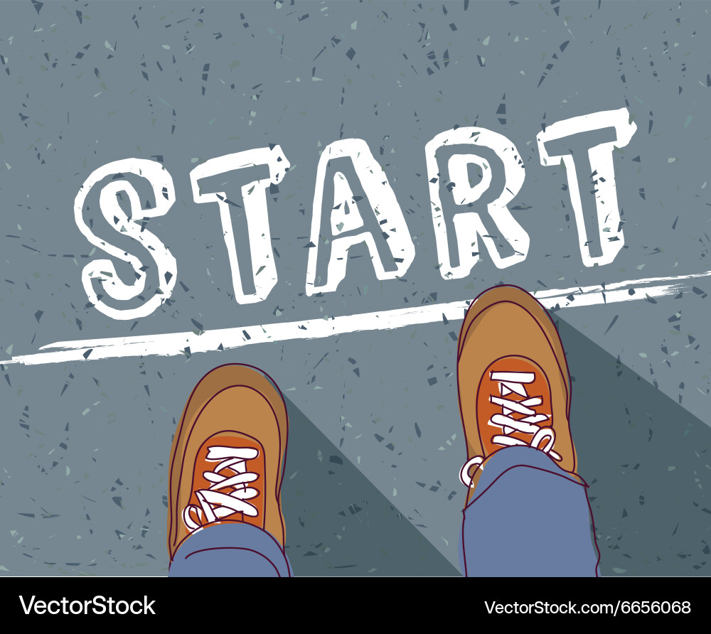 Start line young man begin way Royalty Free Vector Image