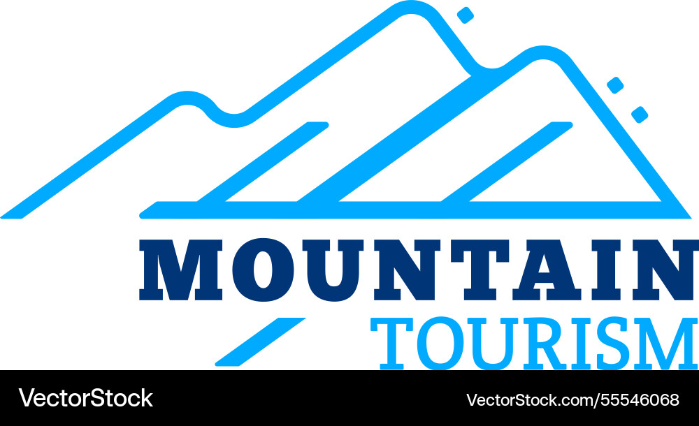 Stylized blue mountain range logo representing Vector Image