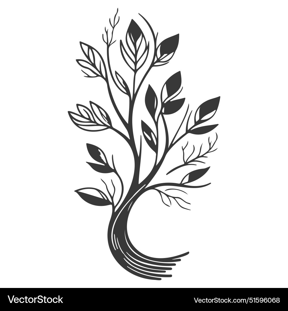 Tree half spring autumn floral grey Royalty Free Vector