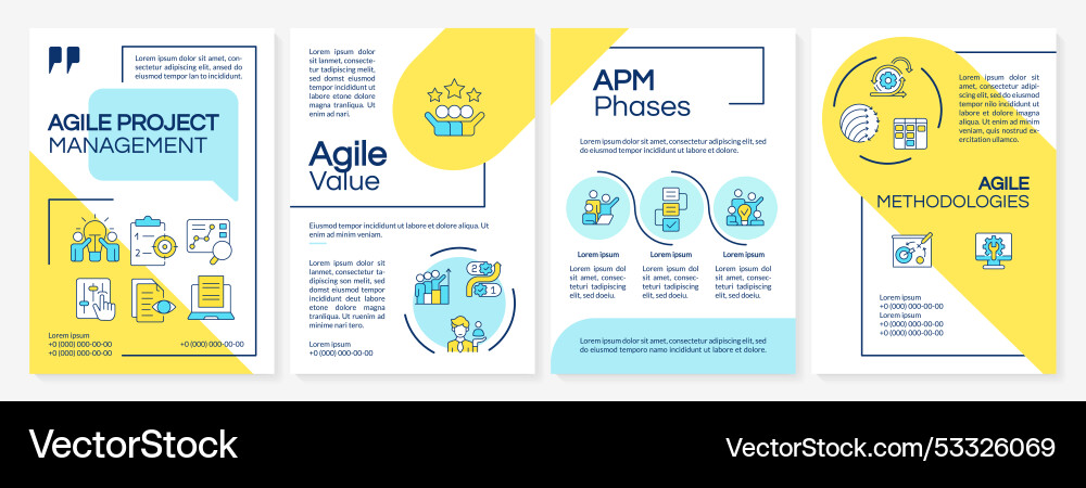 Agile methodology blue and yellow brochure Vector Image