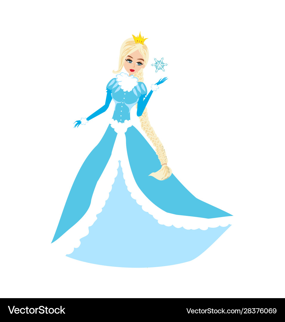 Beautiful winter princess catching a snowflake Vector Image