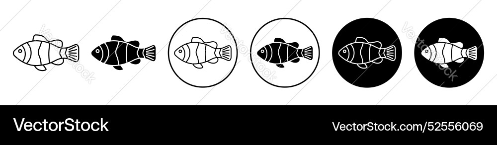 Clown fish icon set on white background Royalty Free Vector