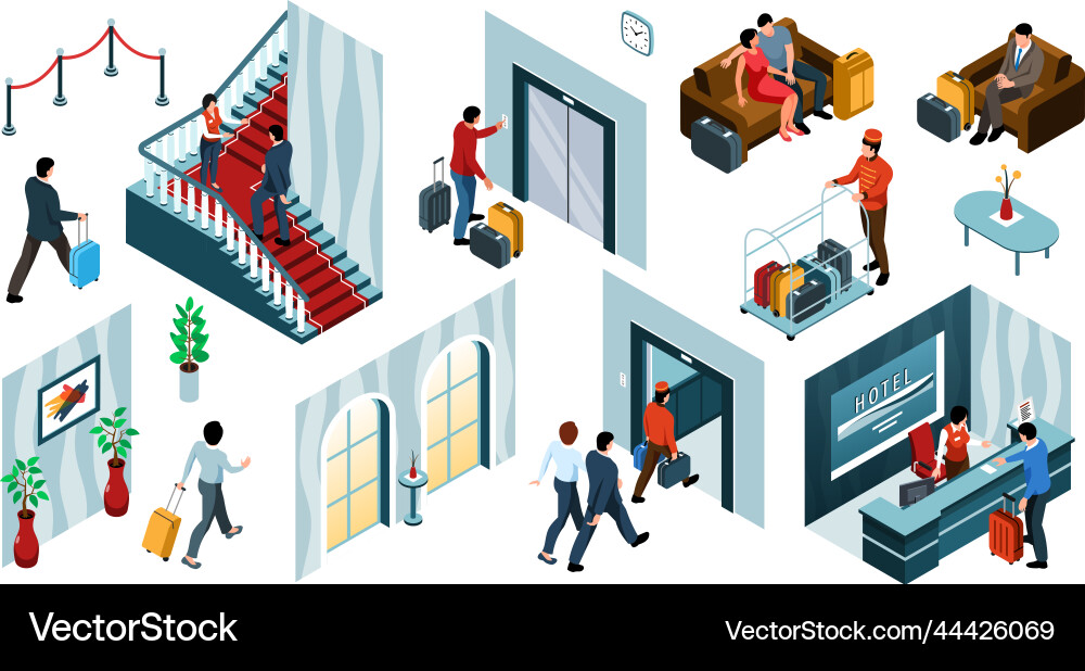 Hotel people icon set Royalty Free Vector Image