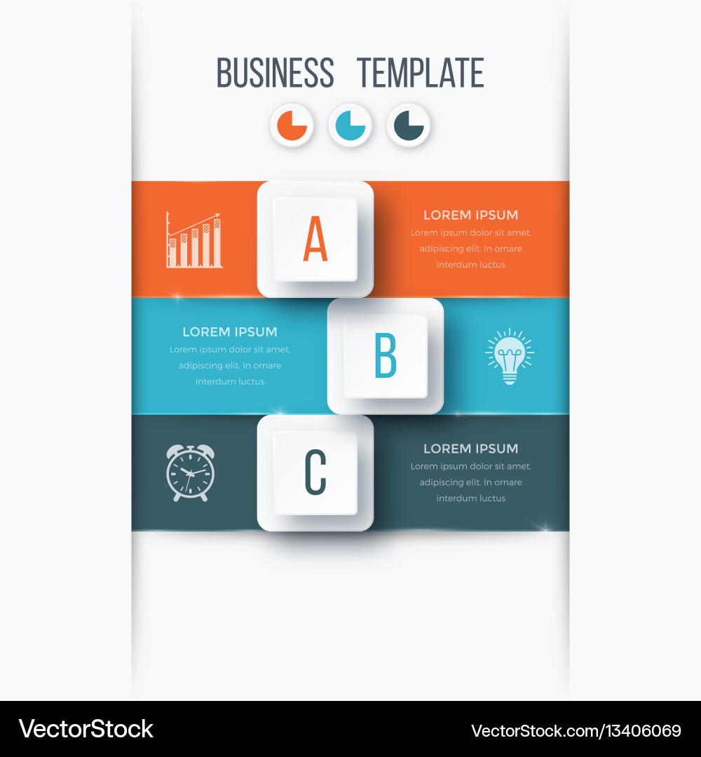 Infographics template 3 options with square Vector Image