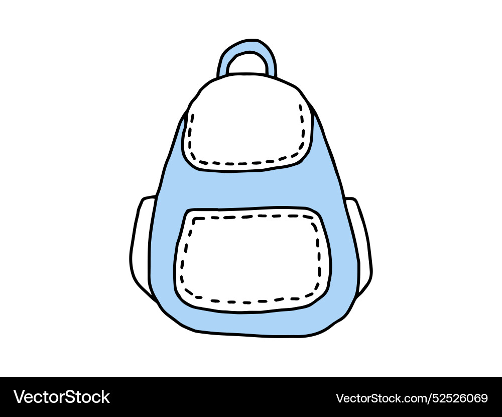Light blue and white backpack with black outline Vector Image