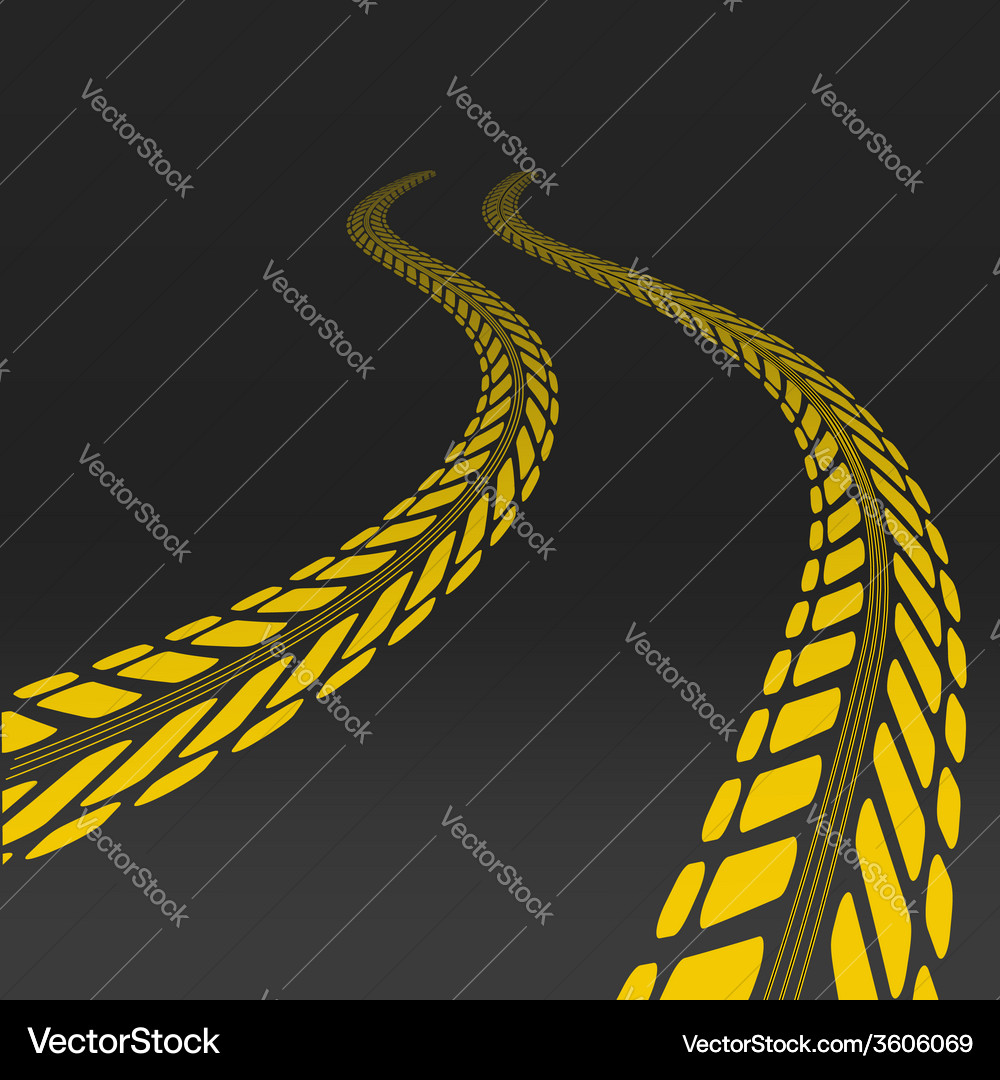 Tire track with perspective and template for Vector Image