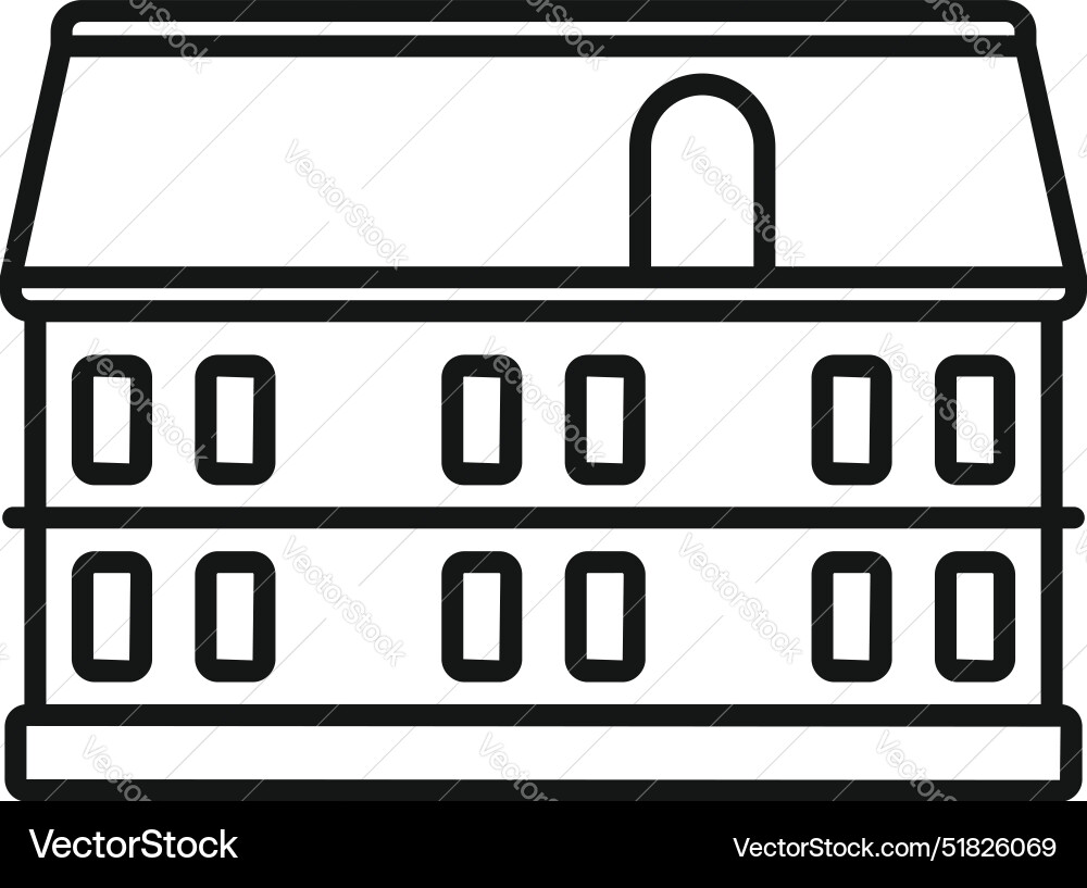 Two storey building with attic Royalty Free Vector Image