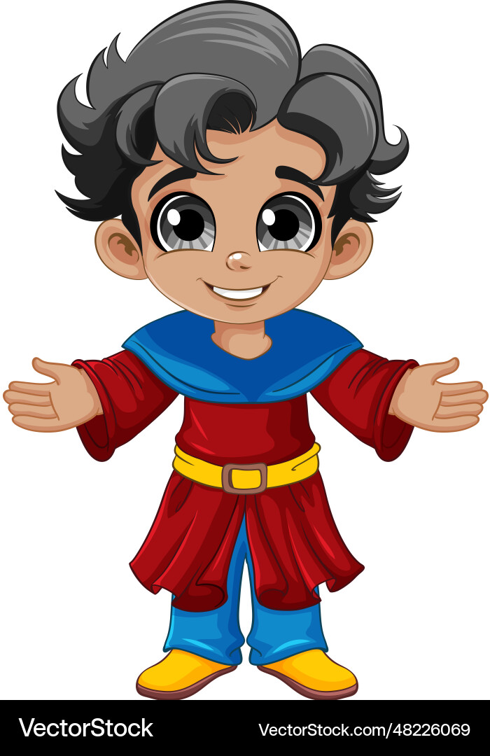 Young saint medieval cartoon character Royalty Free Vector