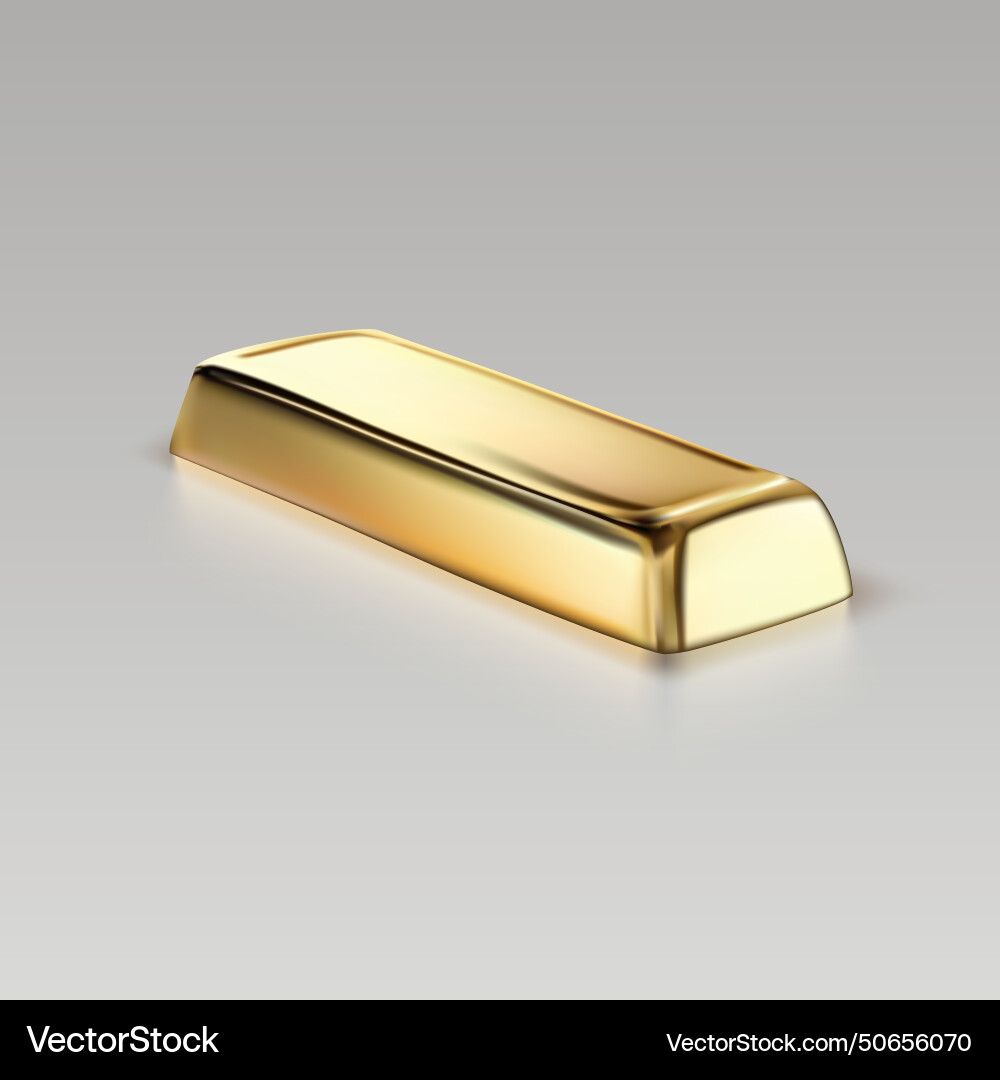 3d golden bar with reflection on glossy table Vector Image