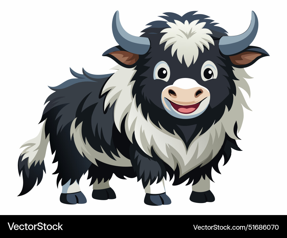 A joyful yak with shaggy d Royalty Free Vector Image