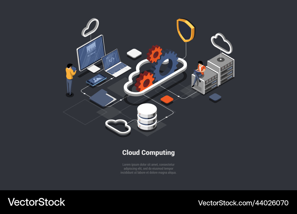 Cloud computing delivery of services Royalty Free Vector