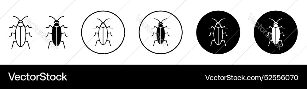 Cockroach icon set on white background Royalty Free Vector