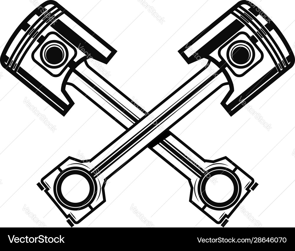 Crossed motorcycle pistons design element Vector Image