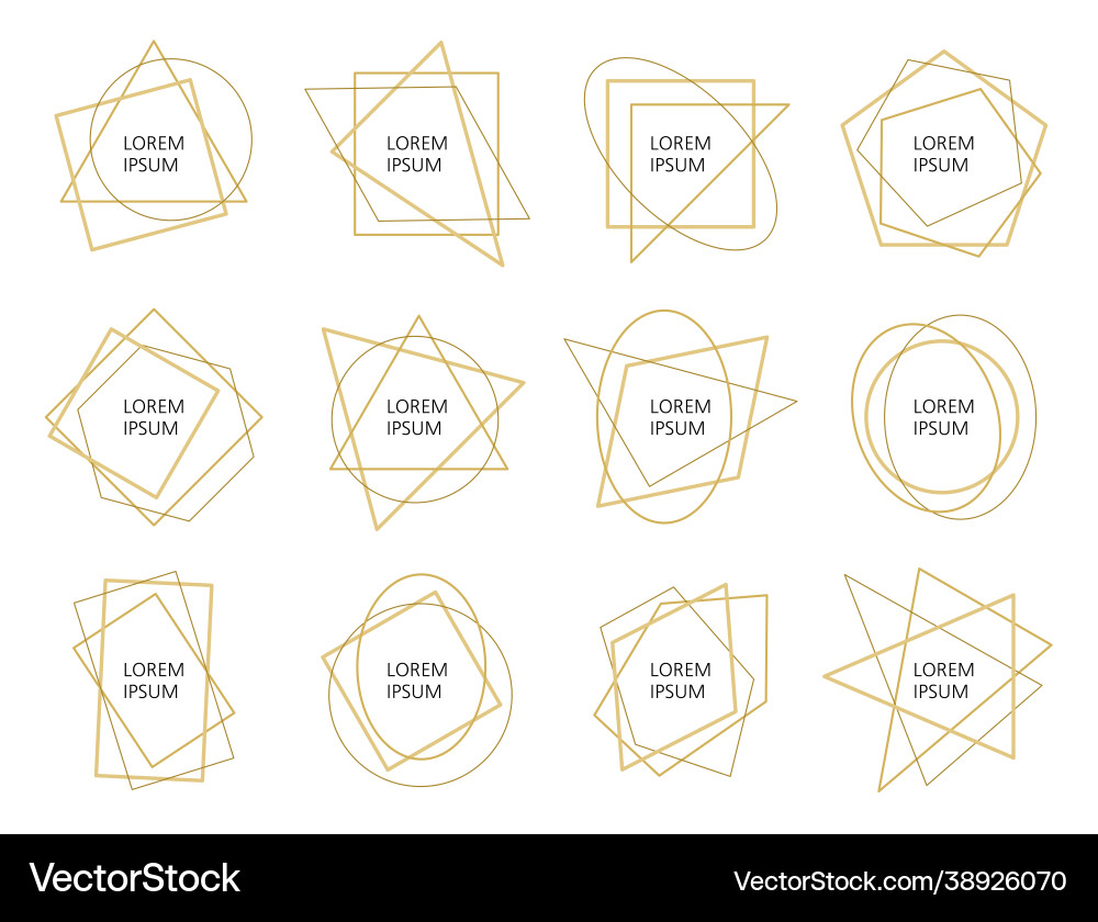 Gold geometric frames Royalty Free Vector Image