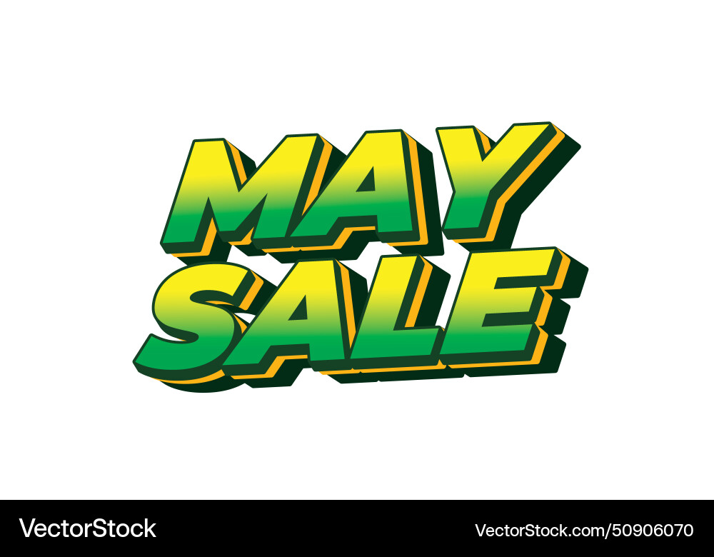May sale text effect in 3 dimensions style Vector Image