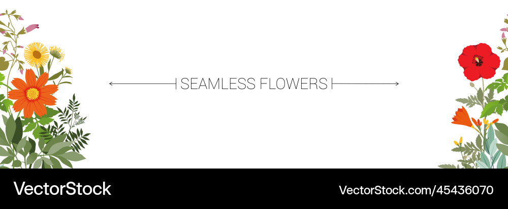 Watercolor Flower Garden Border Royalty Free Vector Image