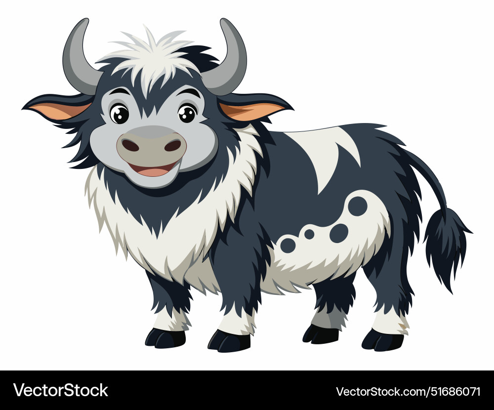 A joyful yak with shaggy e Royalty Free Vector Image