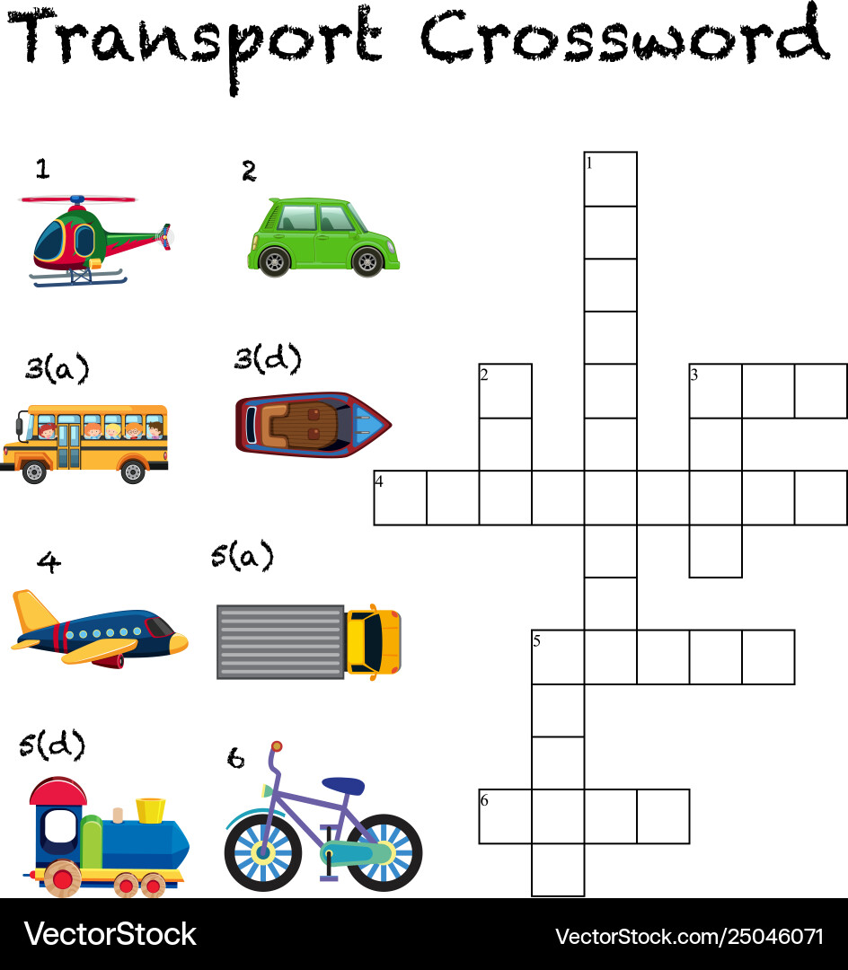 A transport crossword worksheet Royalty Free Vector Image