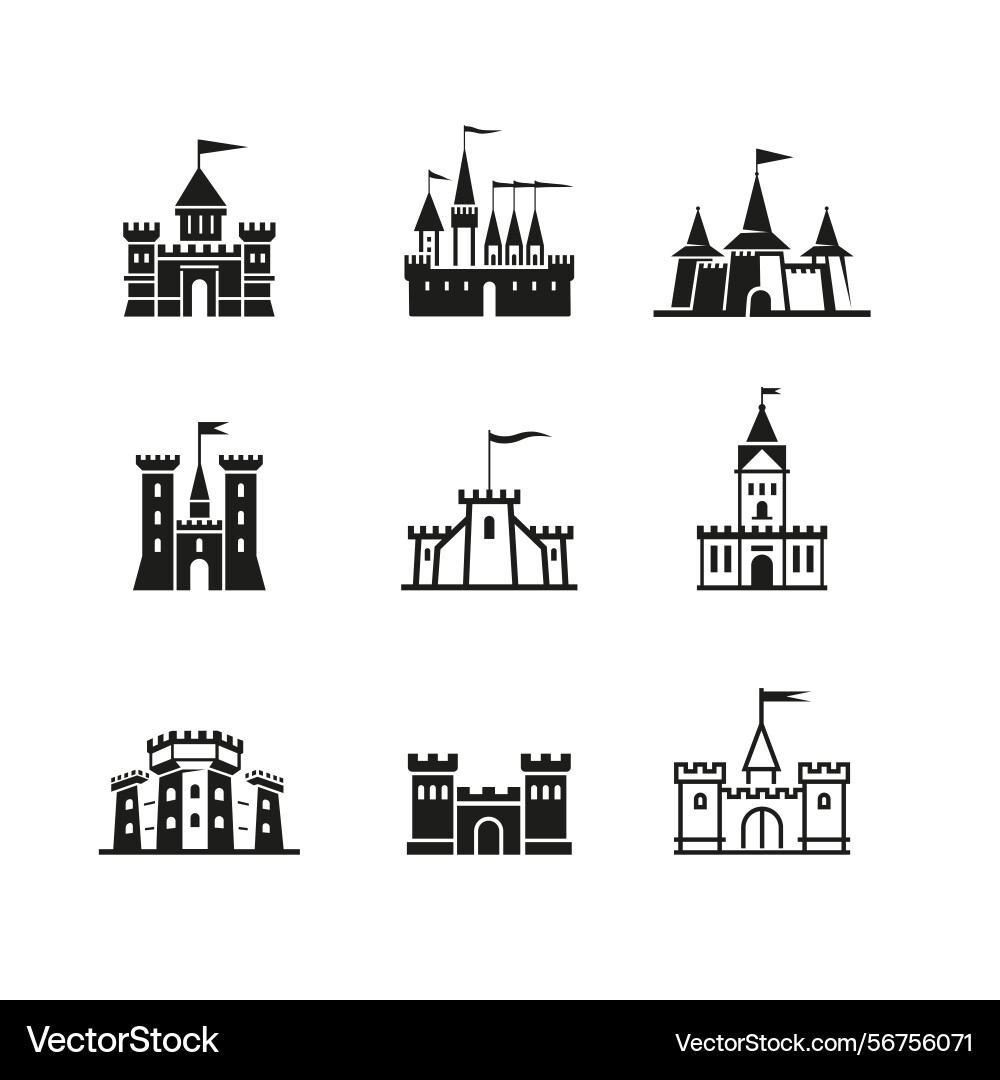 Castle badge set and templates Royalty Free Vector Image