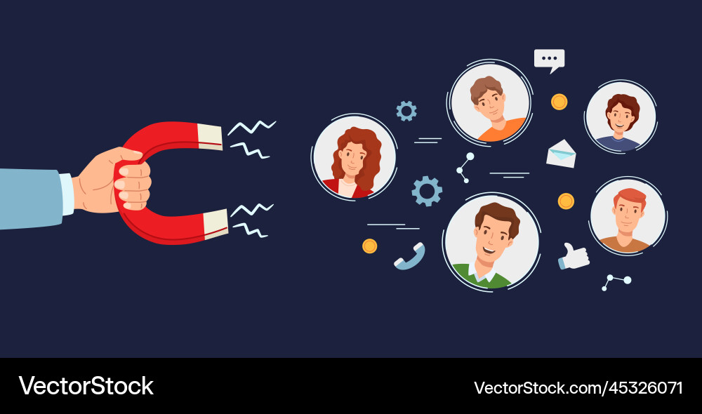 Customer retention online traffic magnet Vector Image