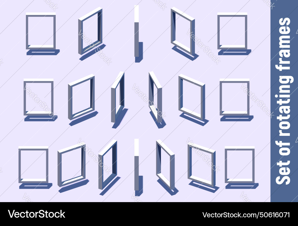 Isometric rectangular frame rotating Royalty Free Vector
