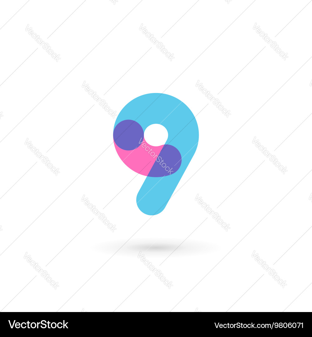 Nine Logo Icon - Number 9 Template Royalty Free Vector Image