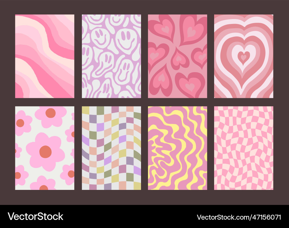 Y2K Wavy Pattern Collection Royalty Free Vector Image
