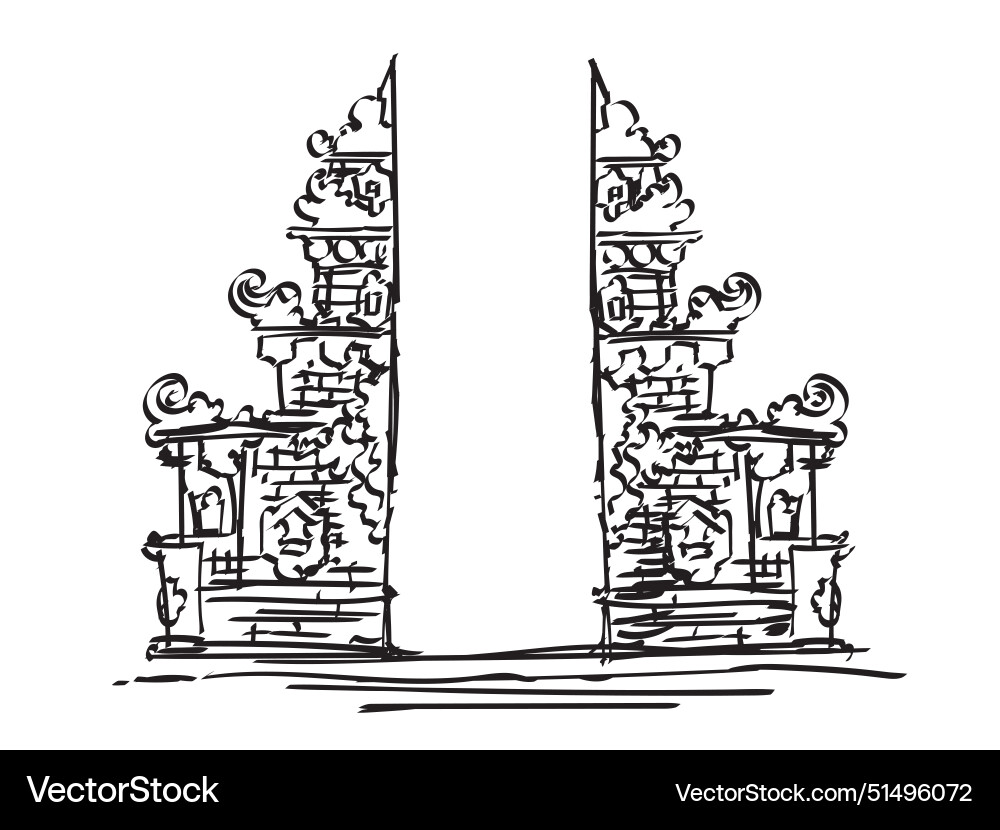 Bali balinese gate architecture traditional Vector Image