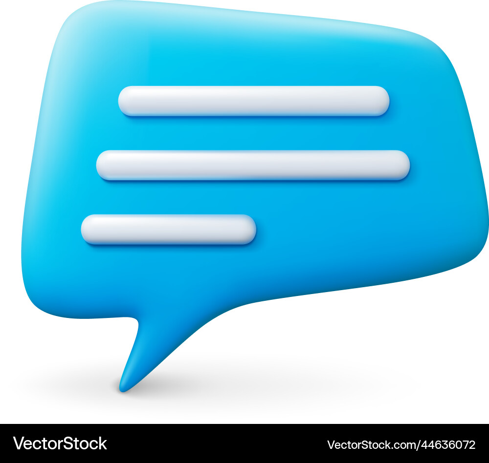 Chat message balloon 3d effect isolated speech Vector Image