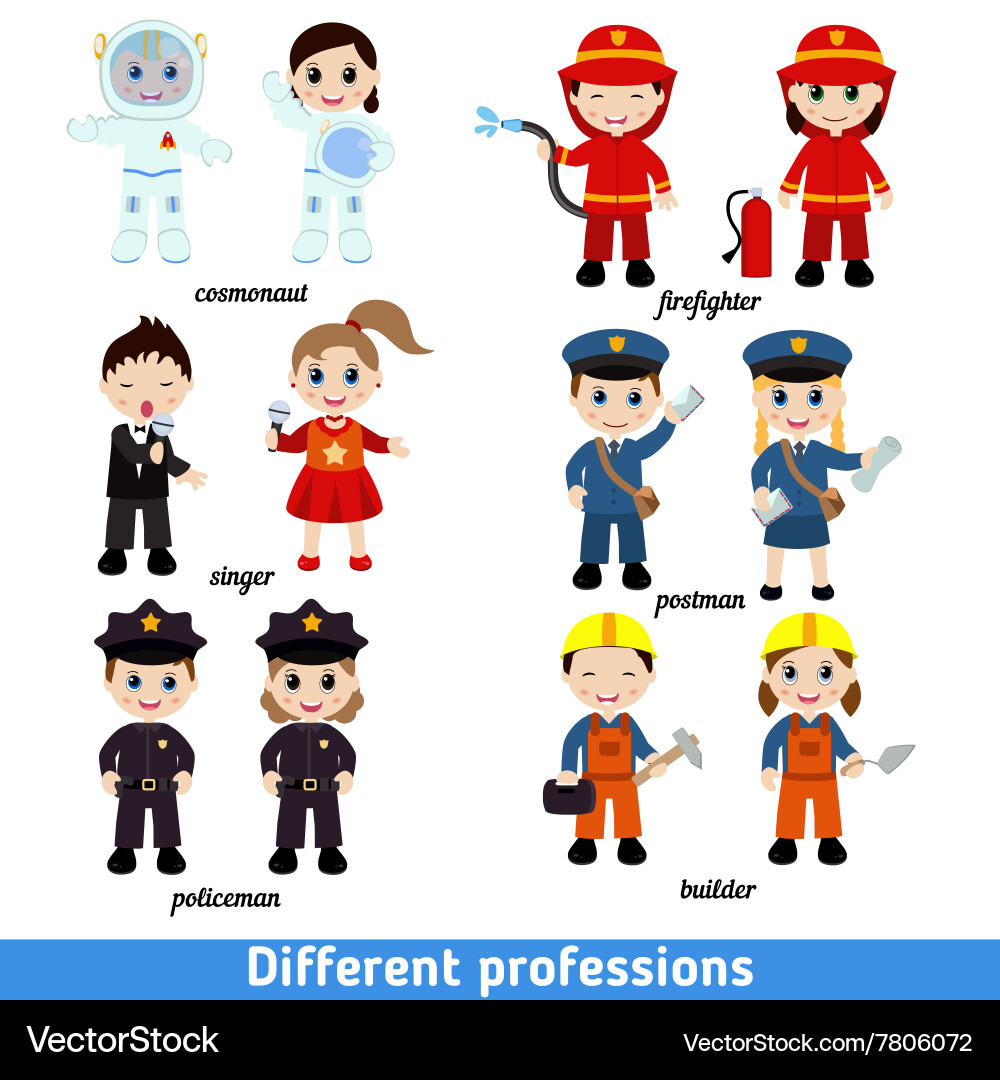 Children's Professions – Happy Kids at Work – Royalty-Free Vector ...