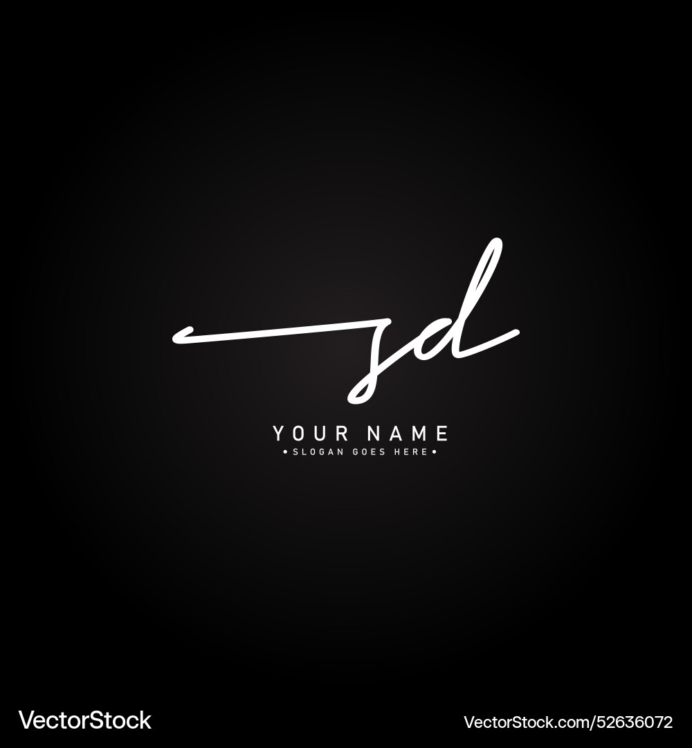Handwritten signature logo for initial letter sd Vector Image