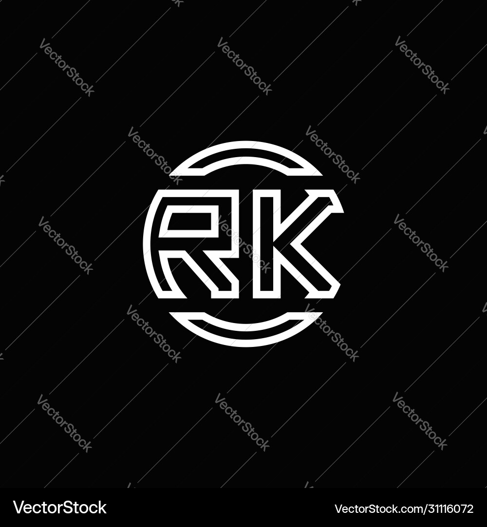 Rk logo monogram with negative space circle Vector Image