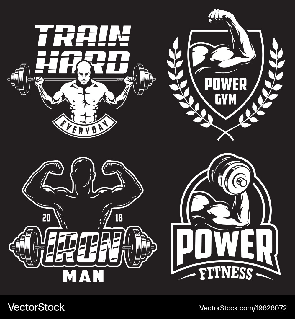 Set of bodybuilding emblems Royalty Free Vector Image