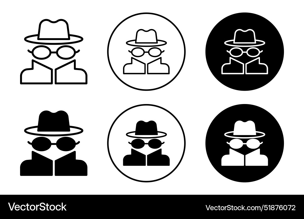 Spy icon outline flat Royalty Free Vector Image