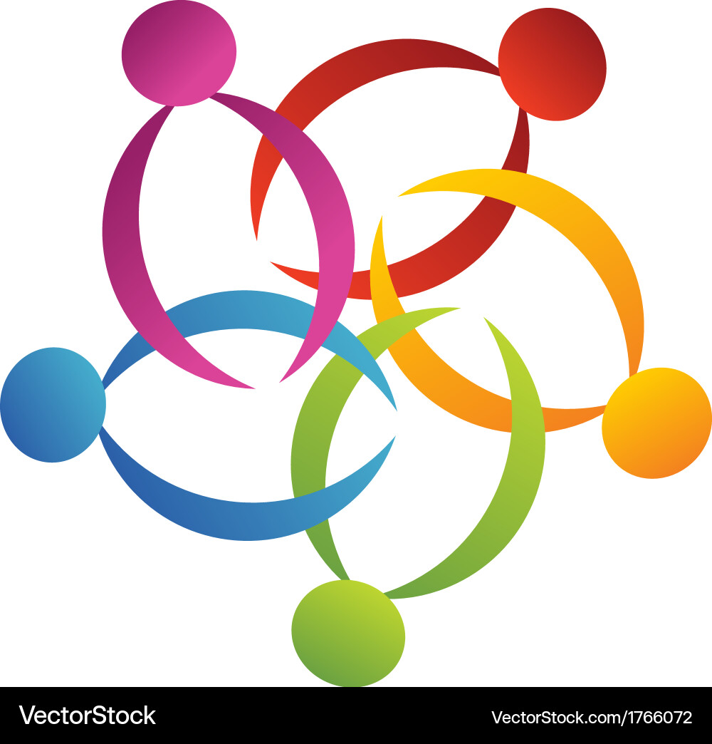 Teamwork support flower logo Royalty Free Vector Image
