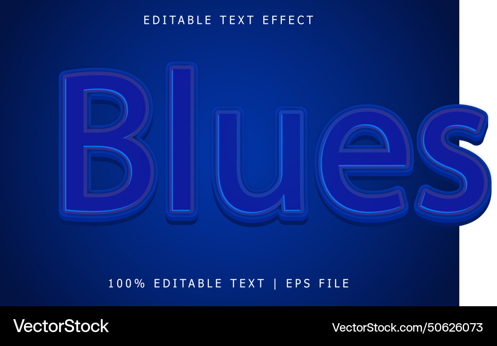 Blues editable text effect 3 dimension emboss Vector Image
