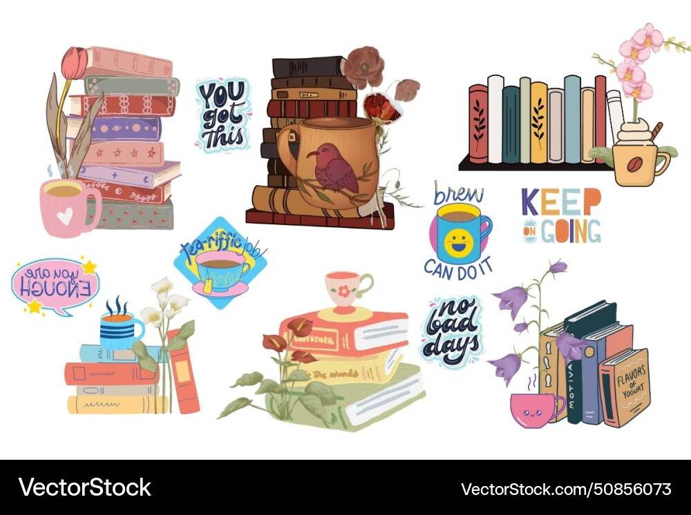 Book stickers collection Royalty Free Vector Image
