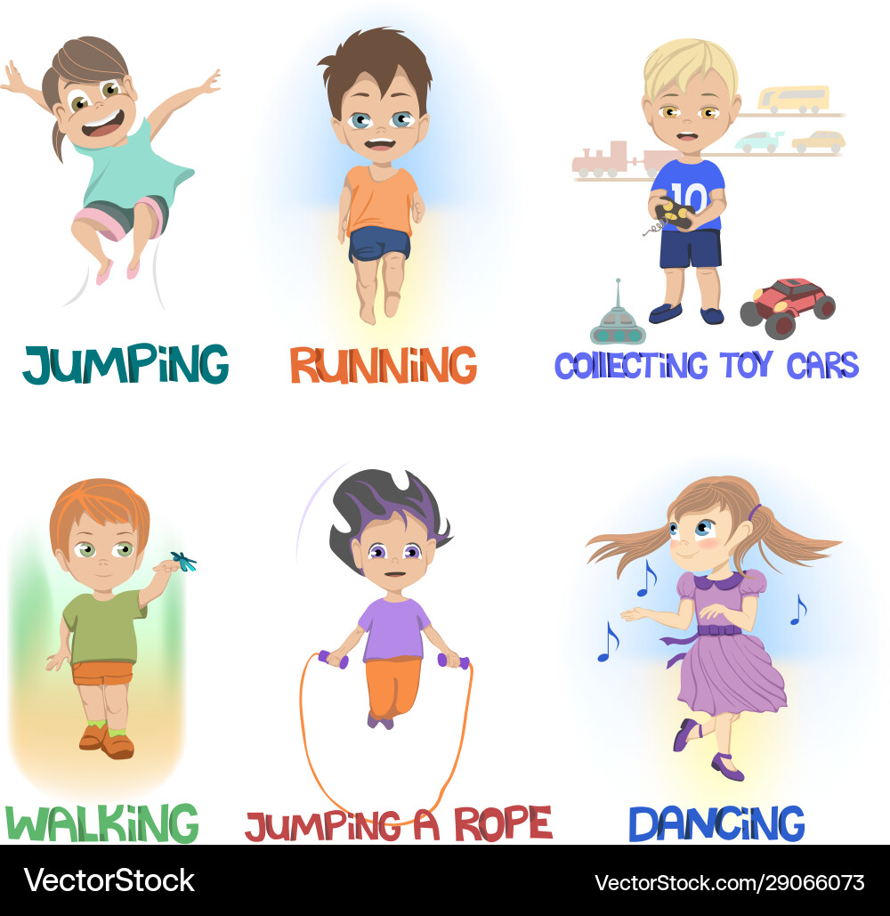 Cartoon children doing different fun activities Vector Image