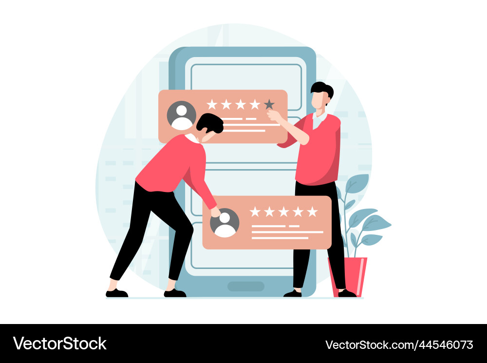 Feedback page concept with people scene in flat Vector Image