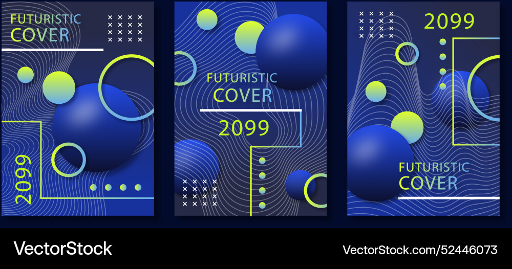 Gradient futuristic cover collection Royalty Free Vector