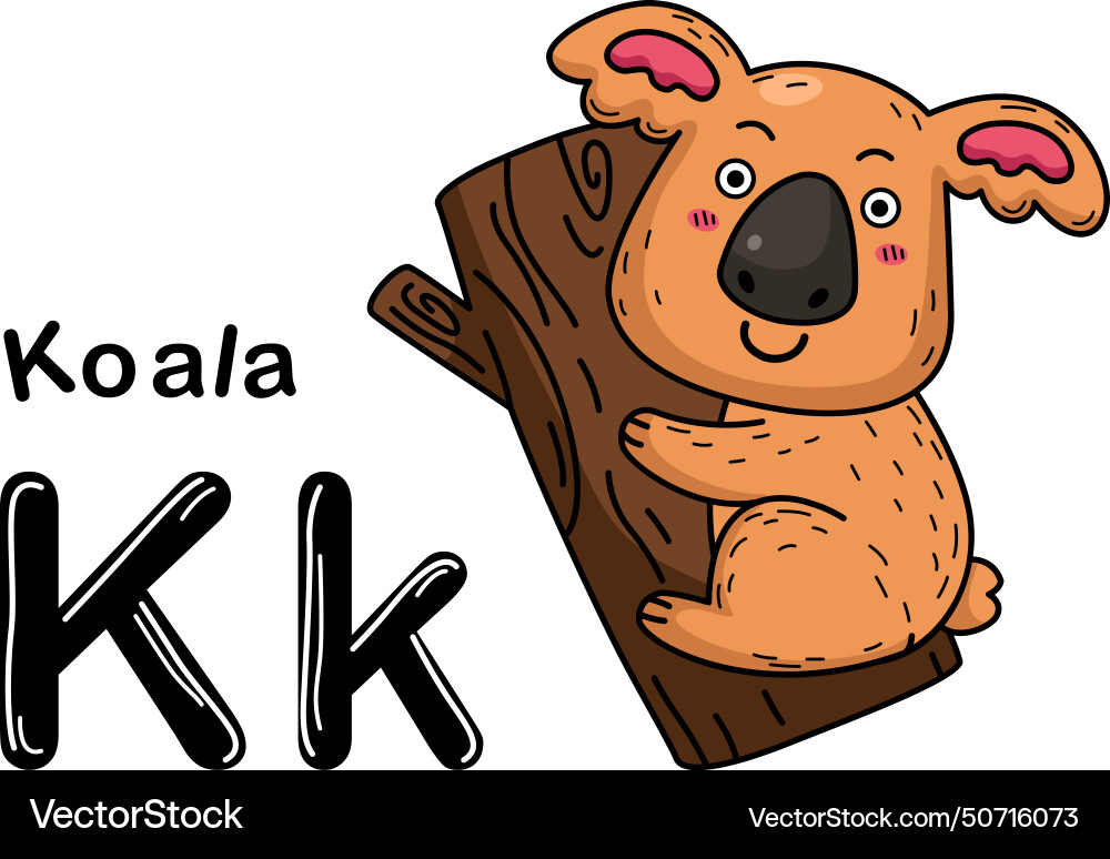 Isolated animal alphabet letter k-koala Royalty Free Vector