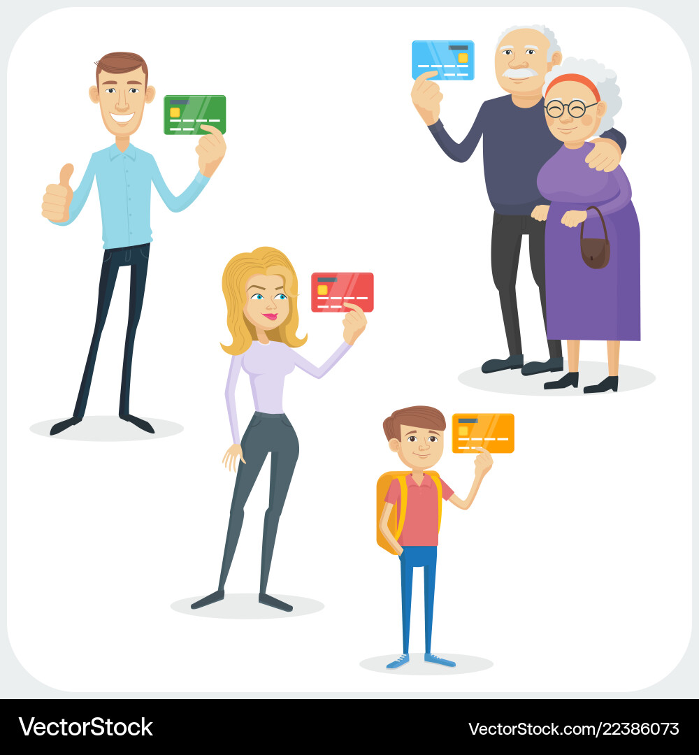 People with cards Royalty Free Vector Image - VectorStock