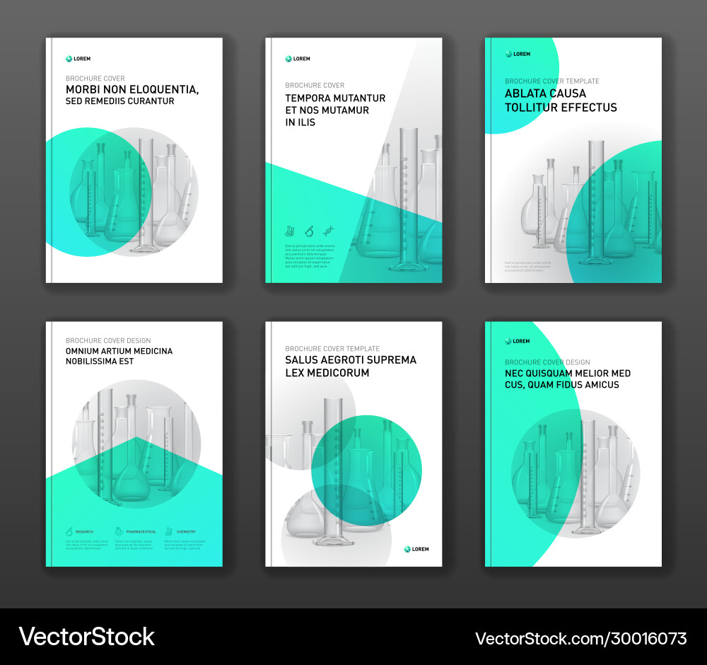 Pharmaceutical Brochure Cover - Flasks & Lab Vector Image