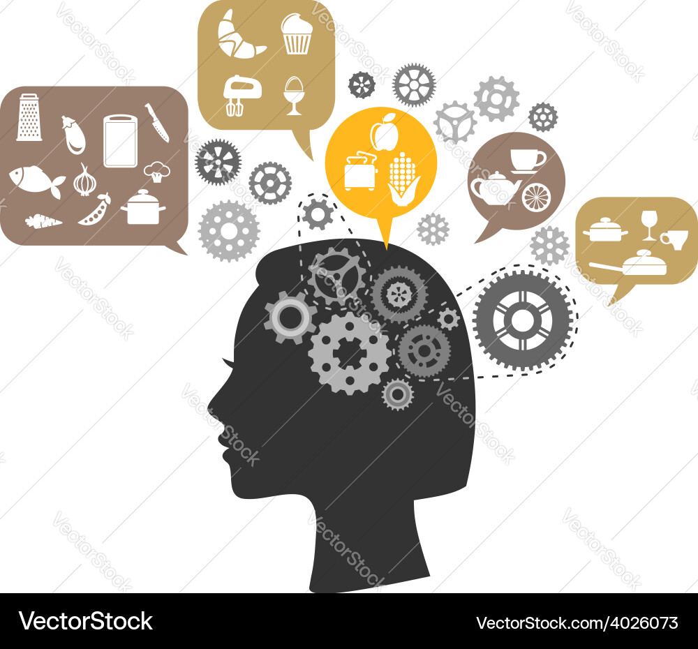 Woman thinking about menu Royalty Free Vector Image