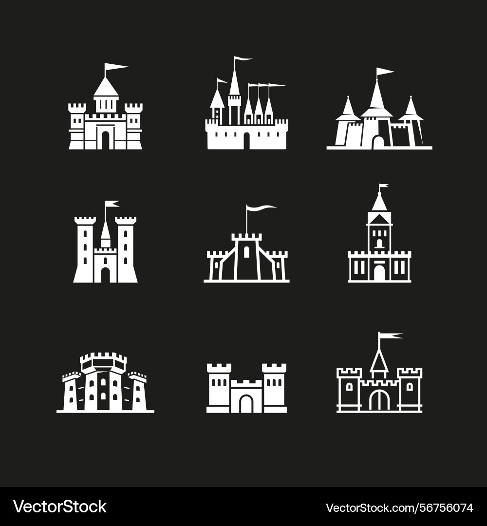 Castle badge set and templates Royalty Free Vector Image