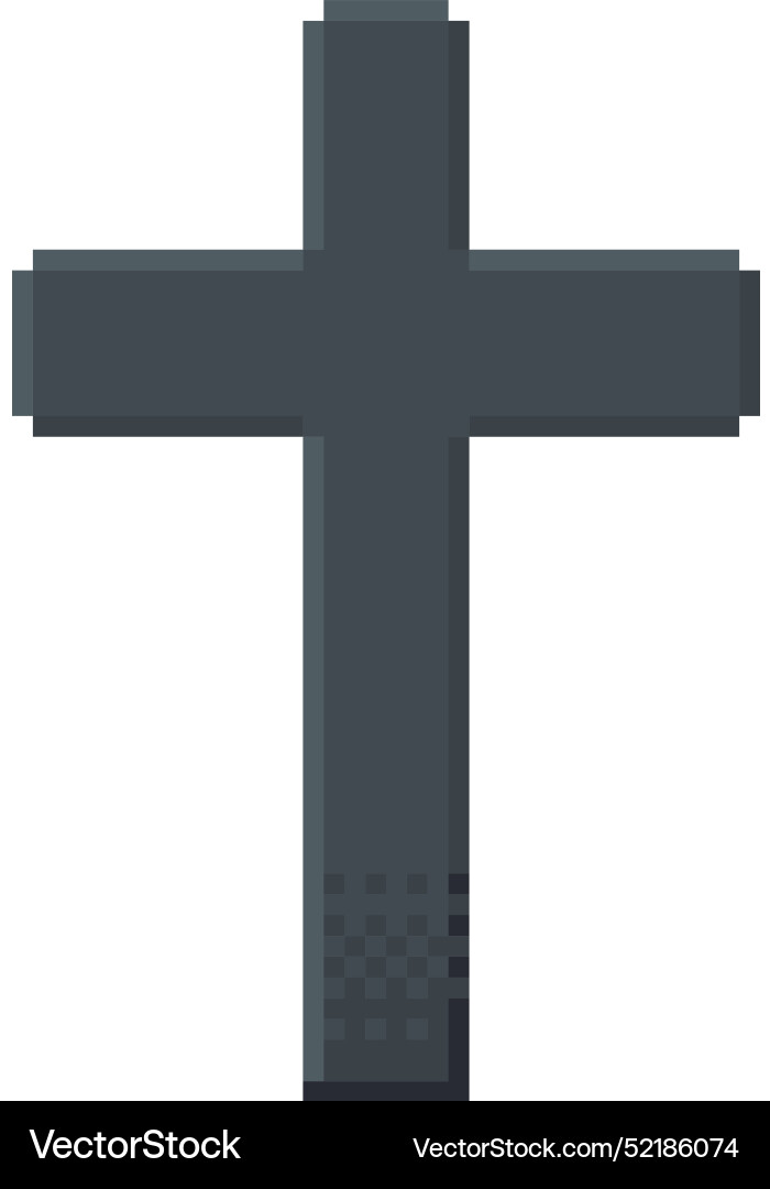 Cemetery cross in pixel art style Royalty Free Vector Image