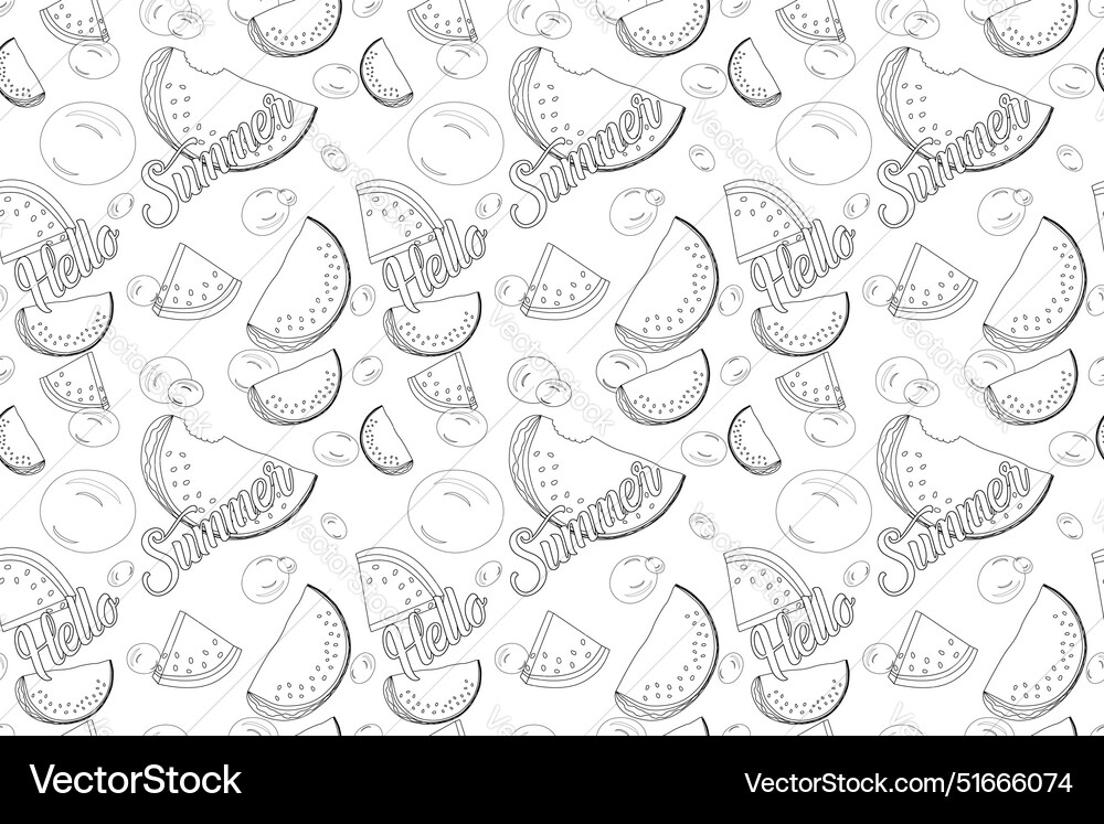 Summertime coloring page with watermelons Vector Image