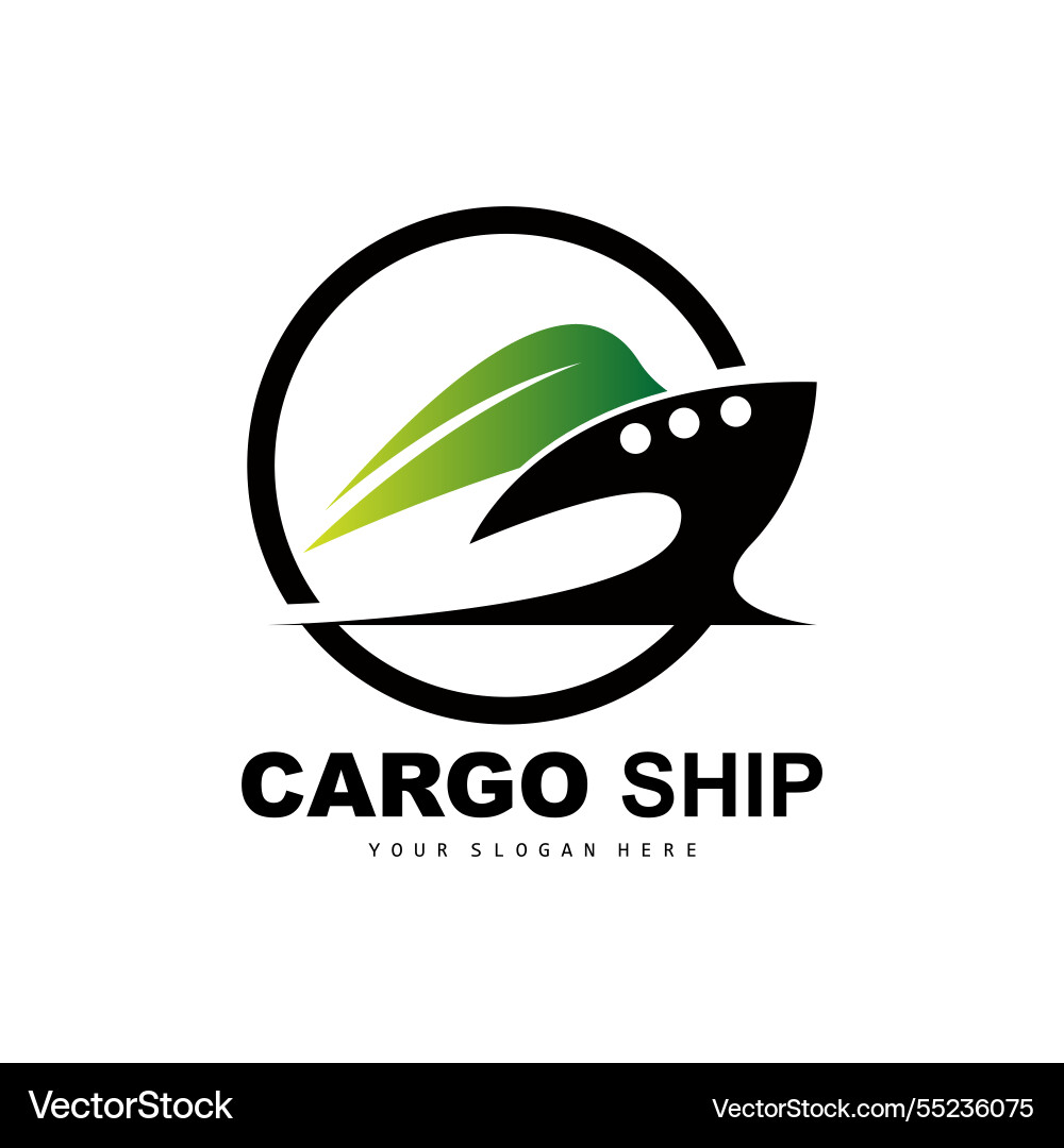 Cargo ship logo fast sailboat design Royalty Free Vector